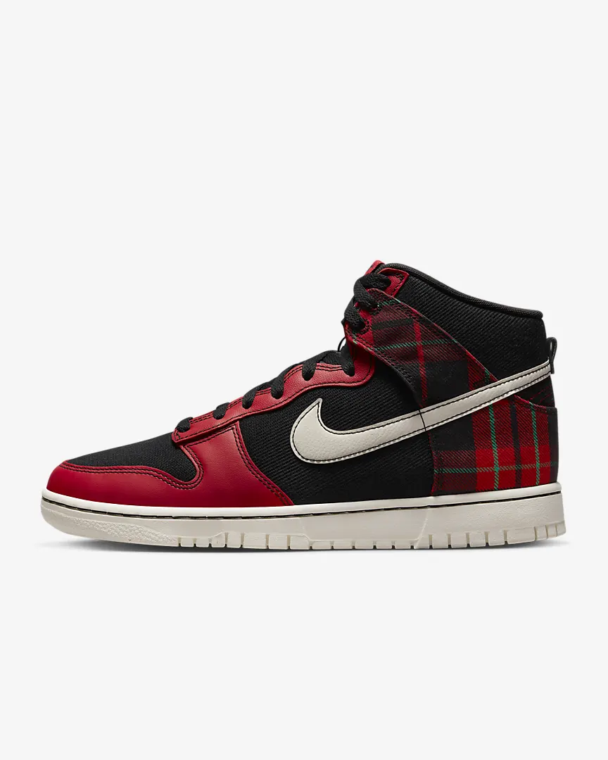 Nike Dunk High Retro SE Plaid 'University Red' $60.78 Free Shipping ...